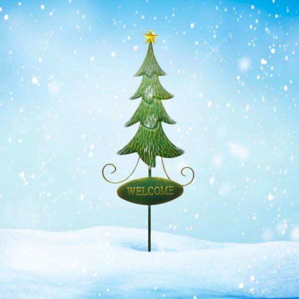 Garden Stake: 47"x11" Welcome Christmas Tree - Patuxent Nursery